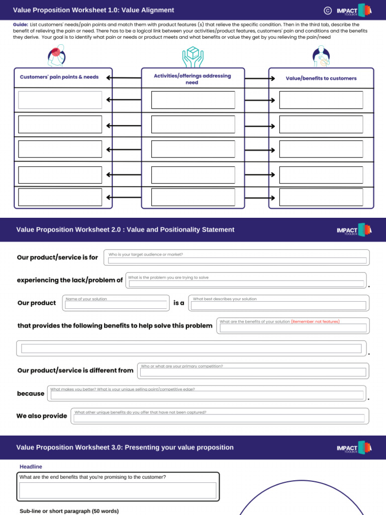 Value Proposition Worksheet Fillable | PDF