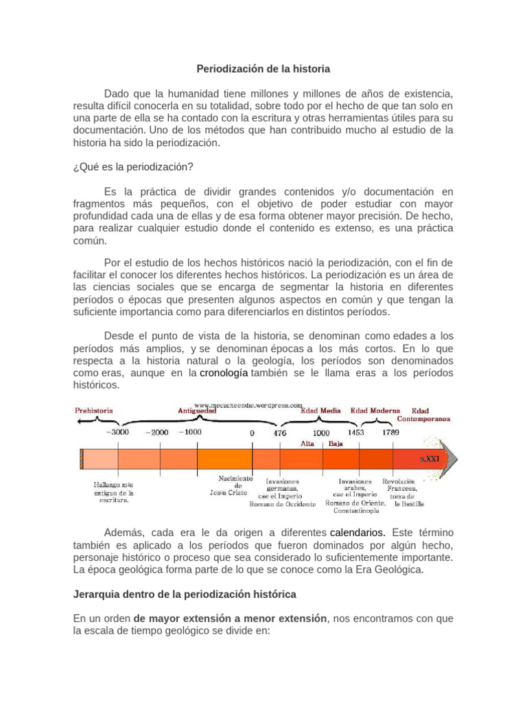 Periodización de La Historia | PDF | Historia antigua