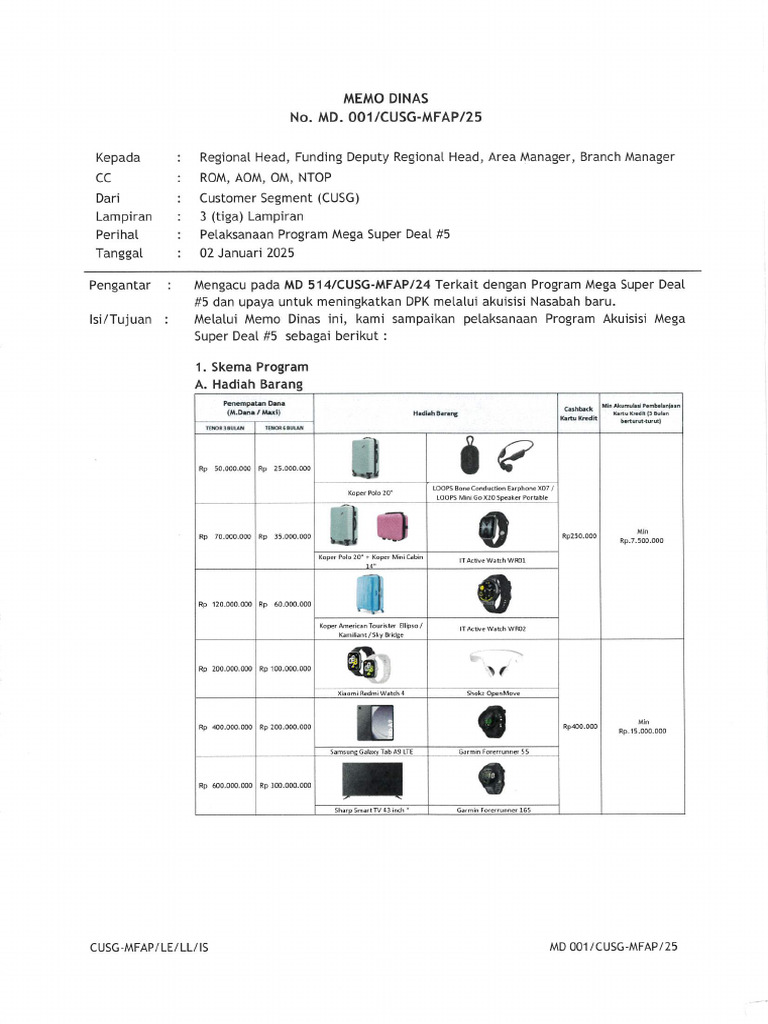 MD 001 Pelaksanaan Program Mega Super Deal #5 - Sent | PDF