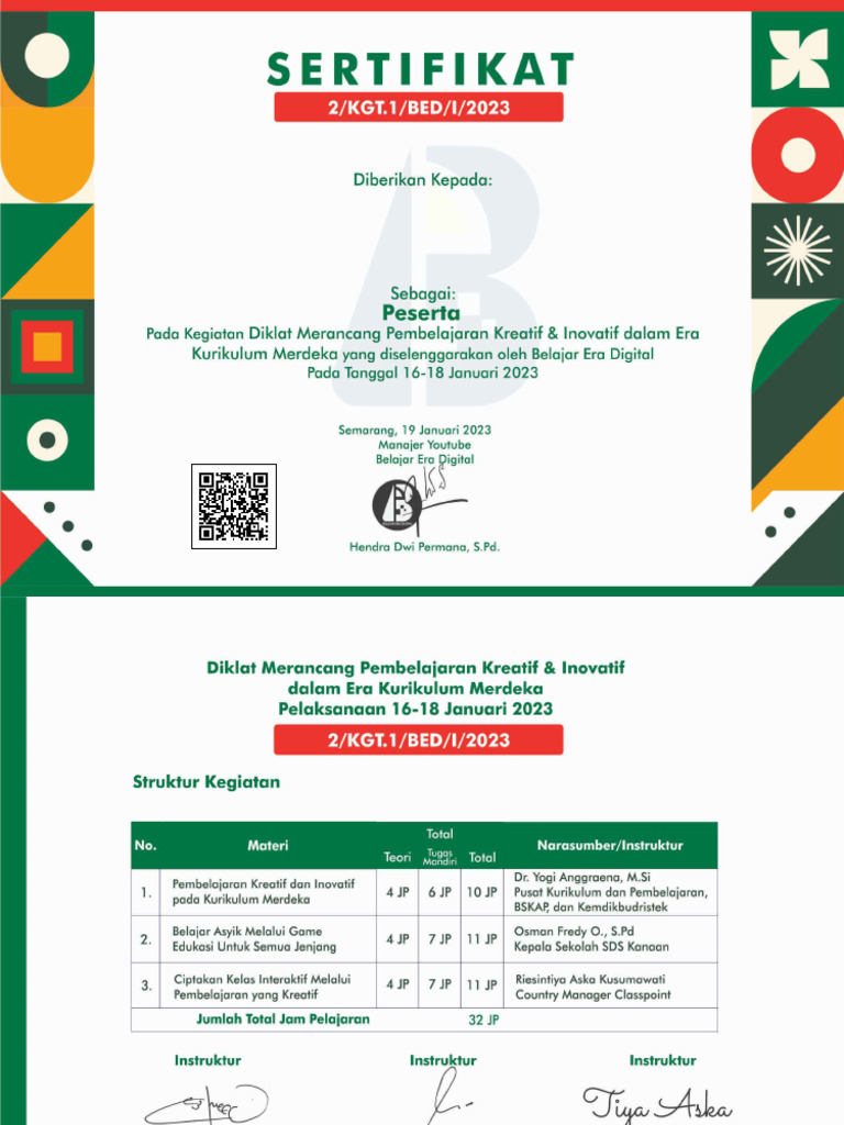 NUR - AFNI - OCTAVIA - Sertifikat 2 | PDF