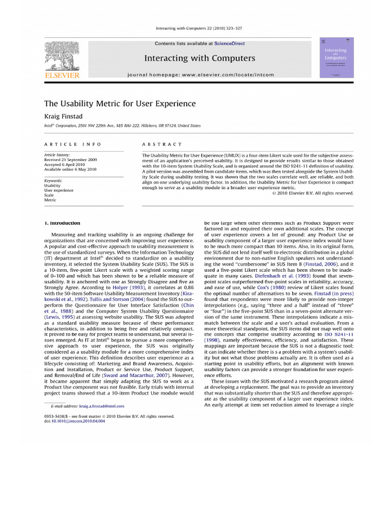 The Usability Metric For User Experience | PDF