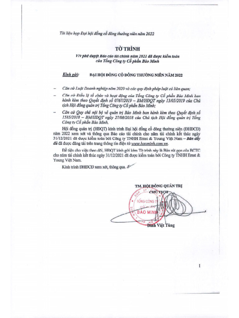 07.01.TL05.TO TRINH PHE DUYET BCTC 2021 | PDF