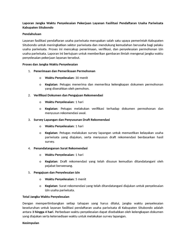 Laporan Penyelesaian Jangka Waktu | PDF