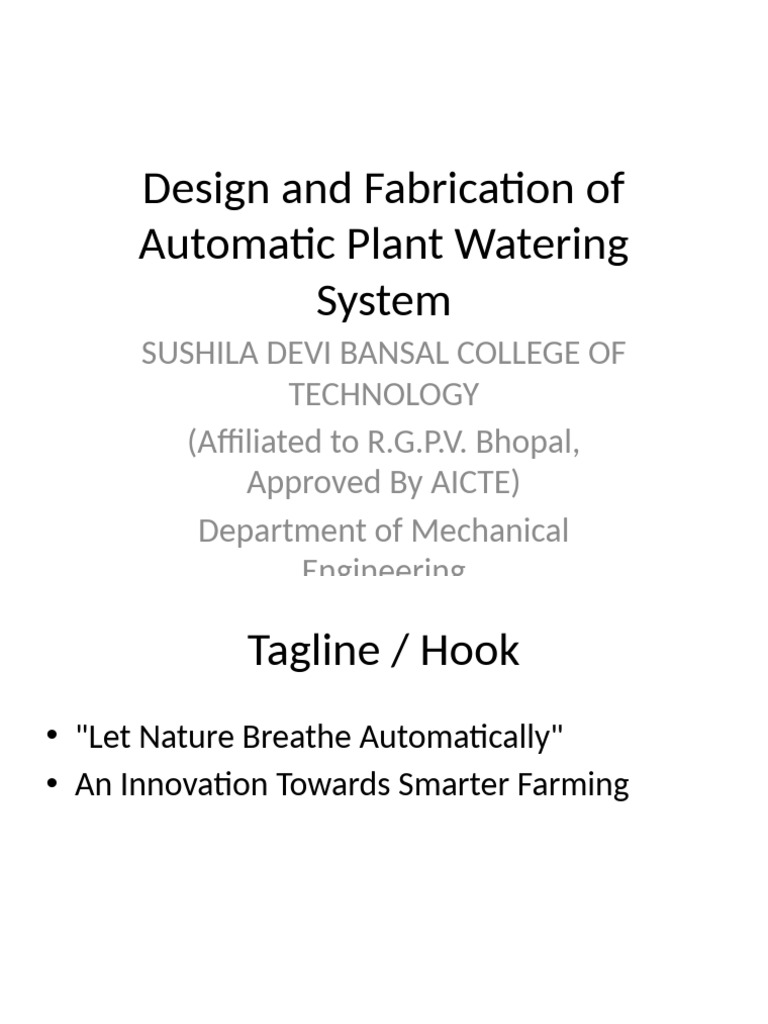 Automatic Plant Watering Project | PDF | Irrigation | Agriculture