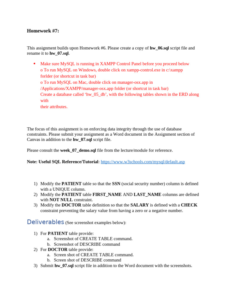 MySQL Homework 7: Database Constraints | PDF