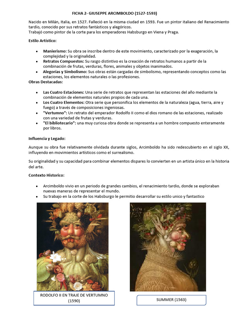 Ficha N°2 - 5to Giuseppe Arcimboldo | PDF