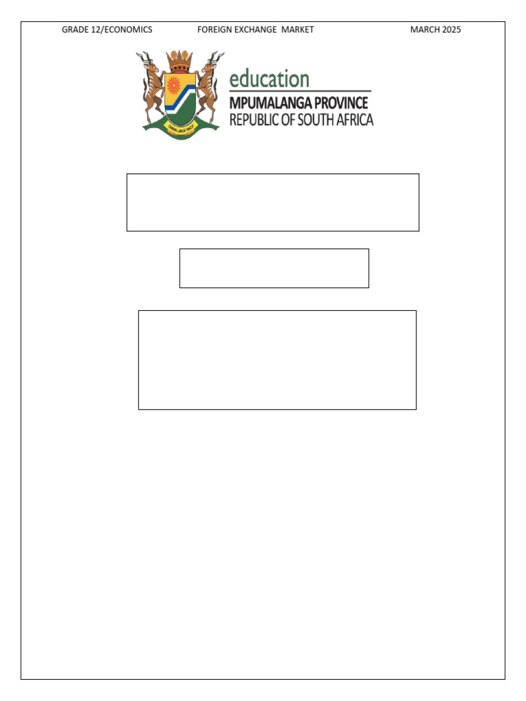 Grade 12 Economics: Foreign Exchange Test | PDF | Market (Economics ...