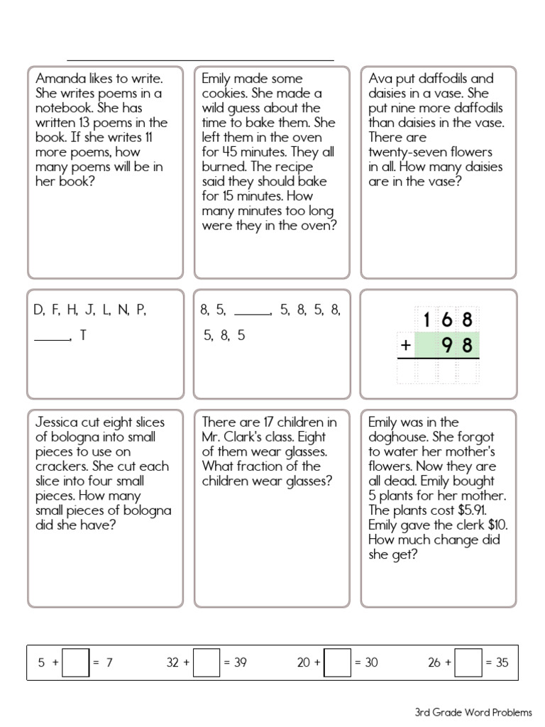 3rd Grade Word Problem Worksheets Book8 | PDF