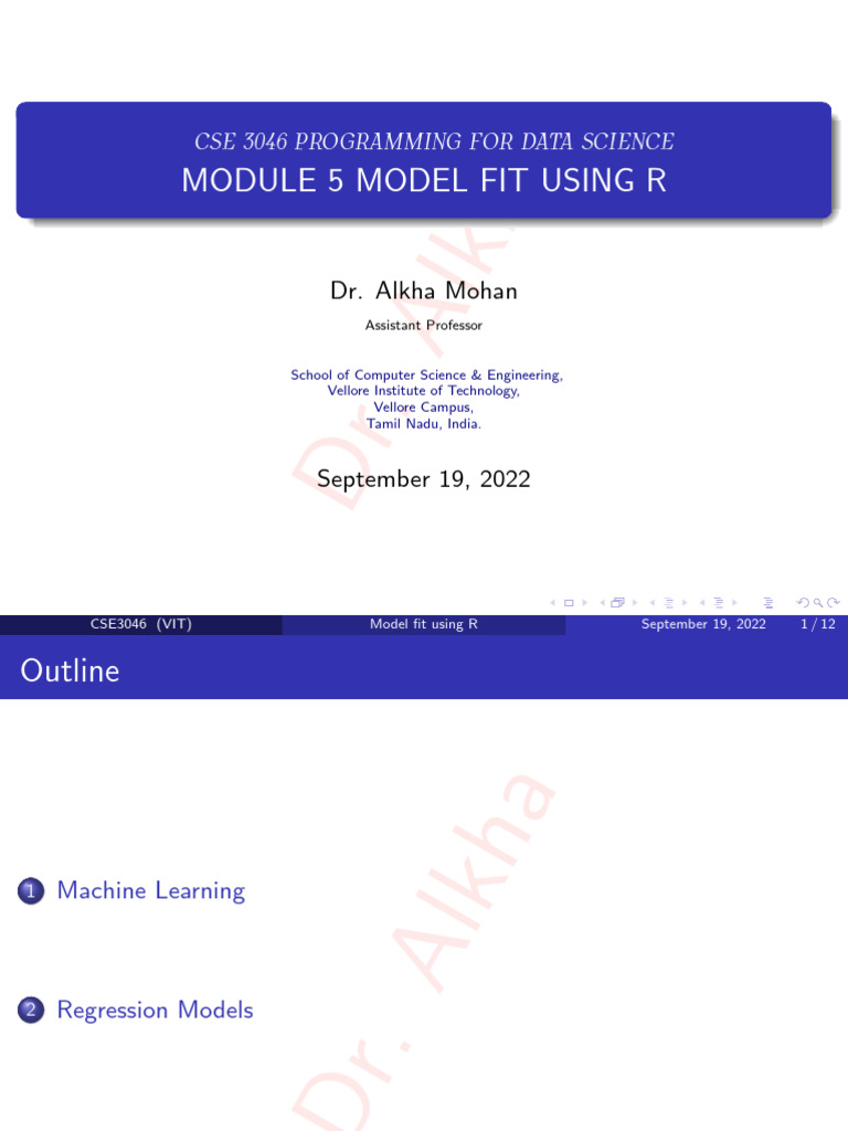 18 Logistic Regression Linear Regression Additional Material 22 12