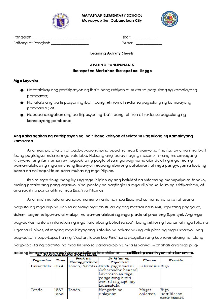 Q4 Las Ap5 Week 7-8 | PDF