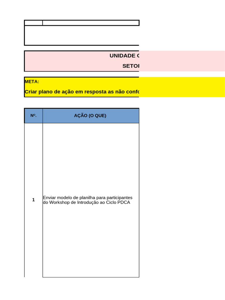 MODELO PLANILHA PDCA 03-01-23 | PDF | Análise de sistemas | Conhecimento processual