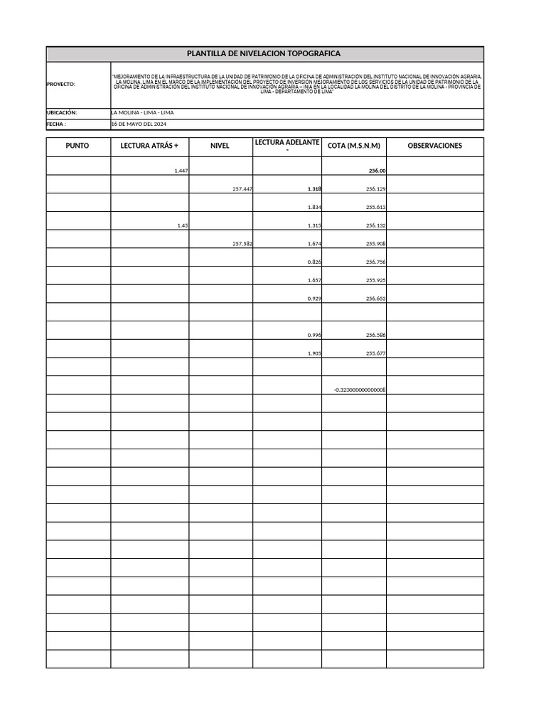 Formato de Nivelacion | PDF