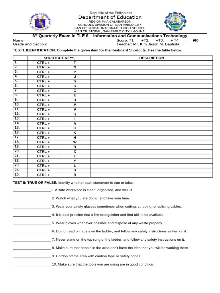 3rdQE JHS TLE9 ICT MR - KJMB 2024 2025 | PDF | Equipment | Manufactured Goods