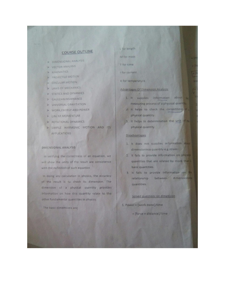 Phy 101 Lecture Note | PDF