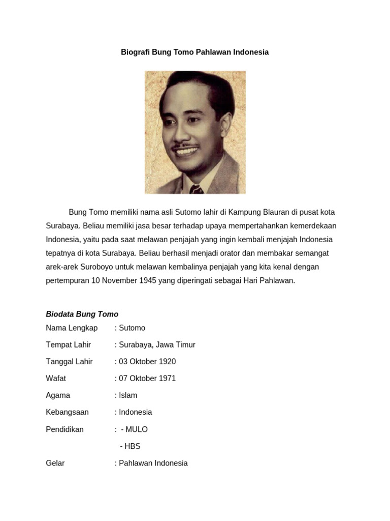 artikel Biografi Bung Tomo Pahlawan Indonesia | PDF