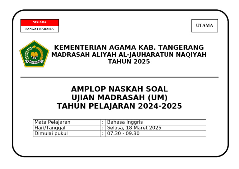 Sampul Map Ujian | PDF