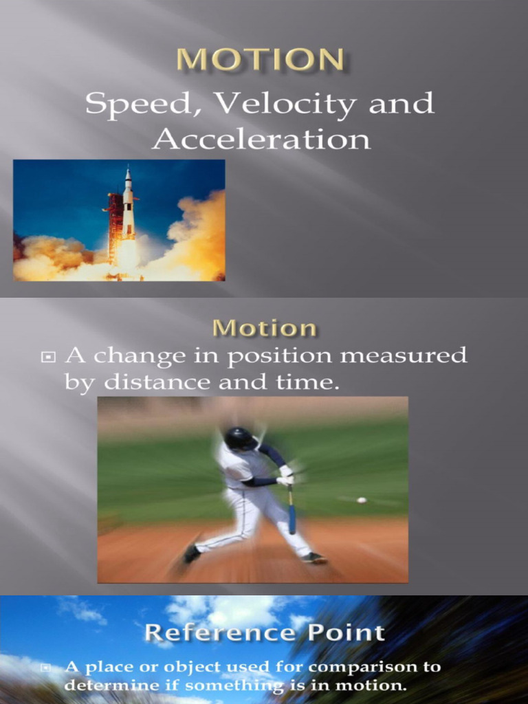Speed, Velocity and Acceleration | PDF