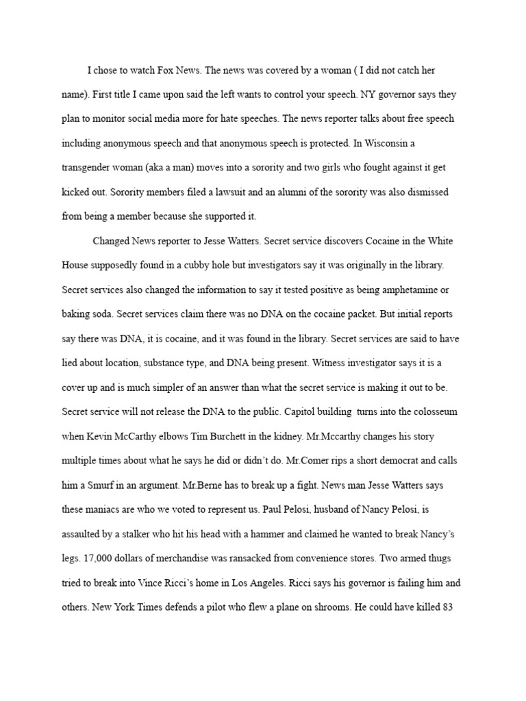 Fox News Coverage: Speech, Scandals, and Bias | PDF