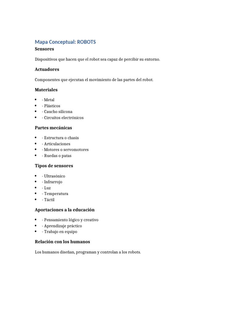 Mapa Conceptual Robots | PDF