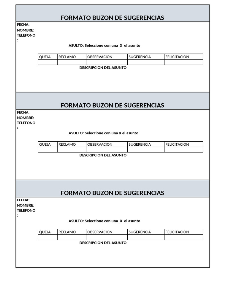 Formato de Buzón de Sugerencias | PDF