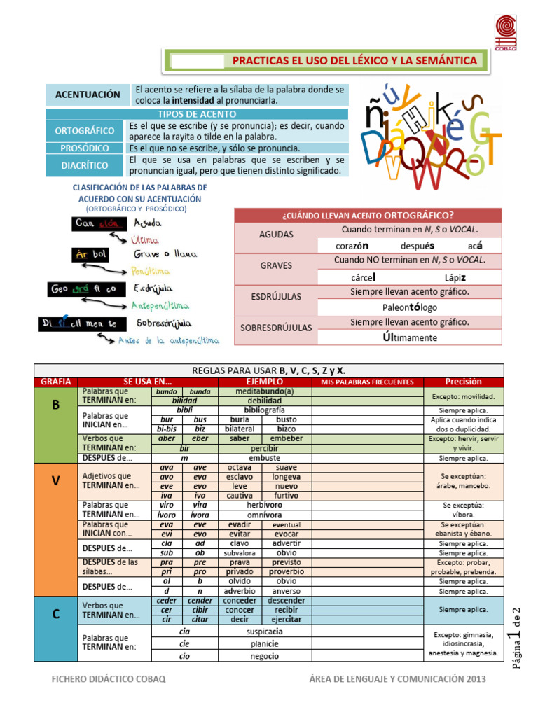 1 FICHA ORTOGRAFIA uso de B V C S Z X (2) | PDF | Tipología Lingüística ...