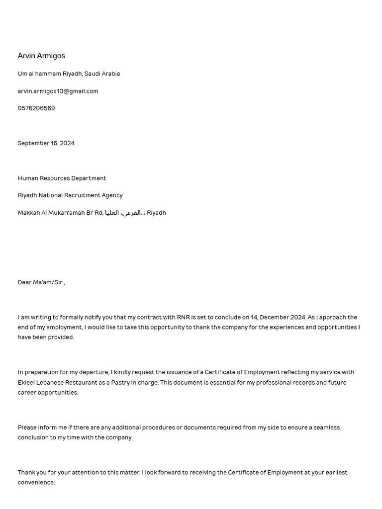 Arvin - Final Exit Letter - Docx 20240916 084309 0000 | PDF