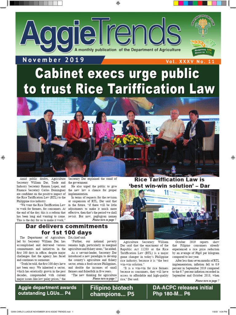 Aggie Trends November 2019 | PDF | Agriculture | Rice