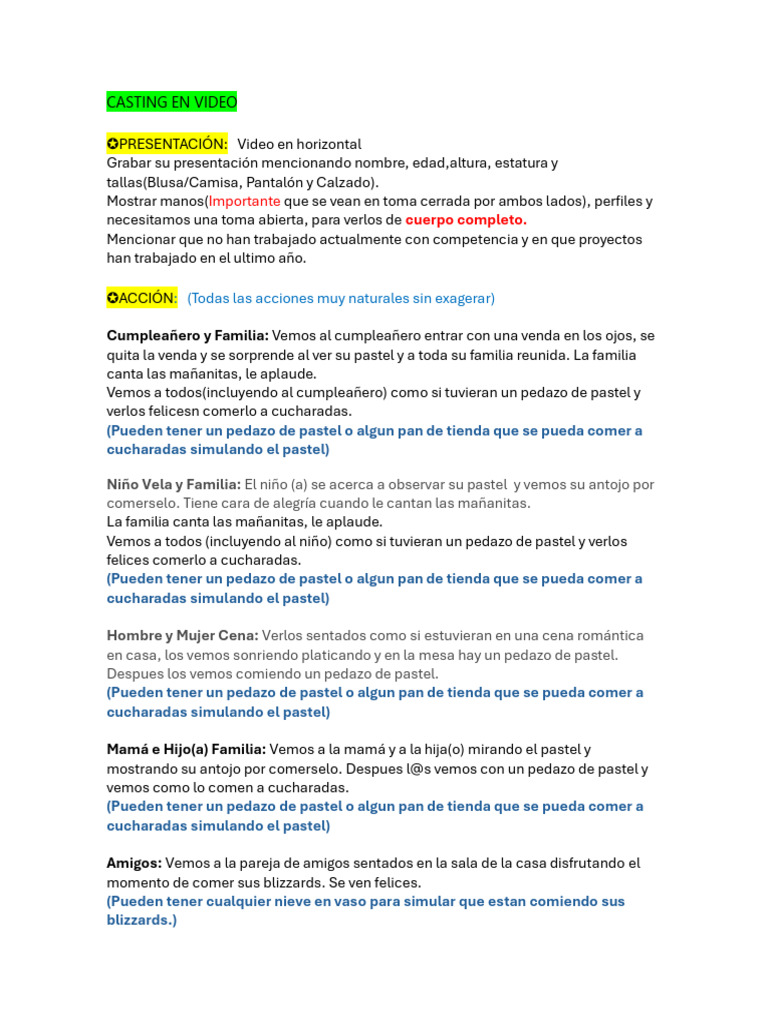 Indicaciones Casting DQ | PDF
