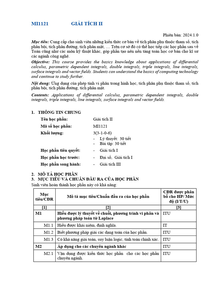 MI1121 Lythuyet GT2 Tainang 2024 | PDF
