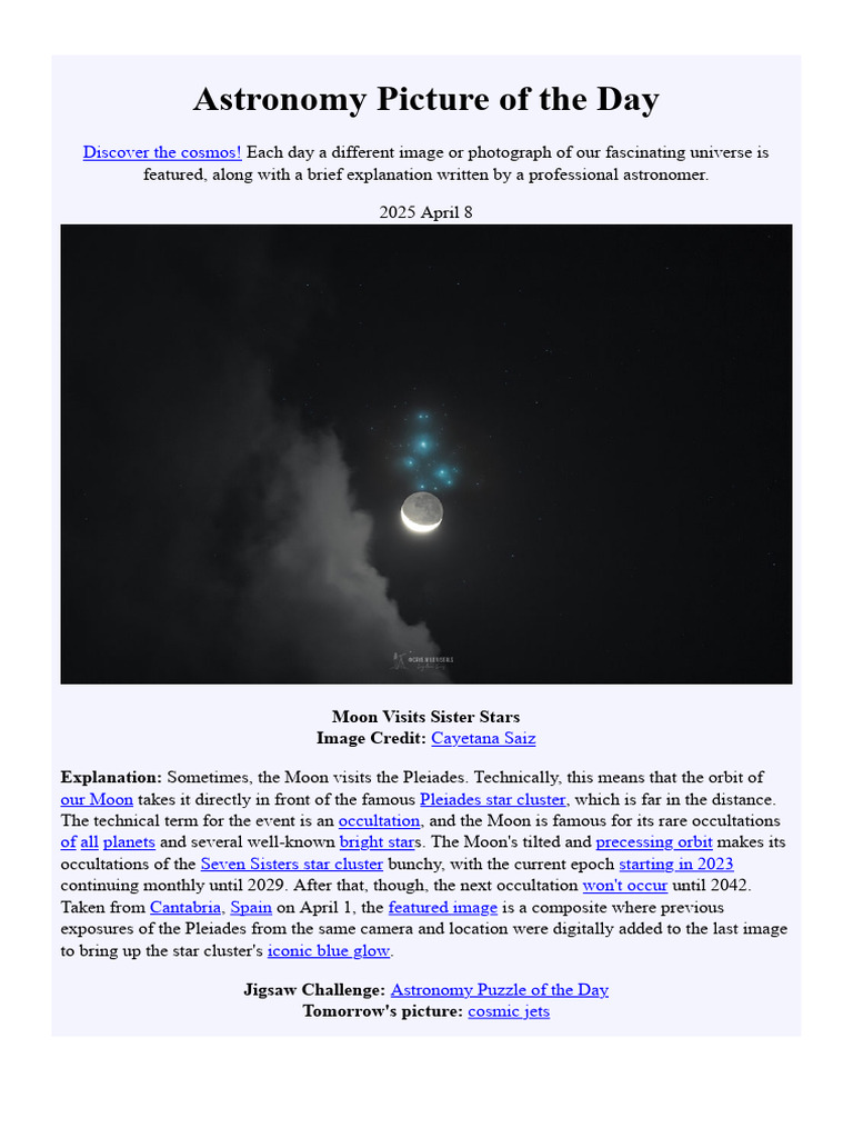 2025 April 8 - Moon Visits Sister Stars | PDF