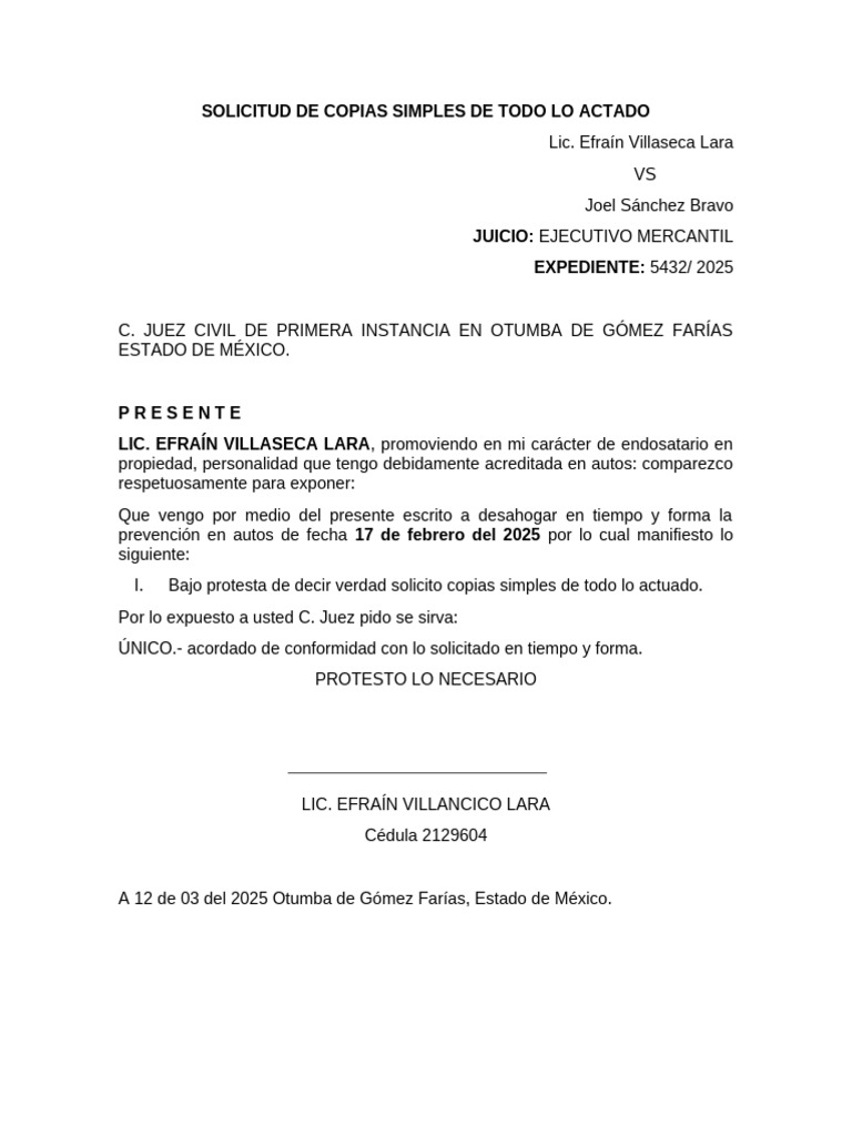 Solicitud de Copias Simples de Todo Lo Actuado 03 | PDF