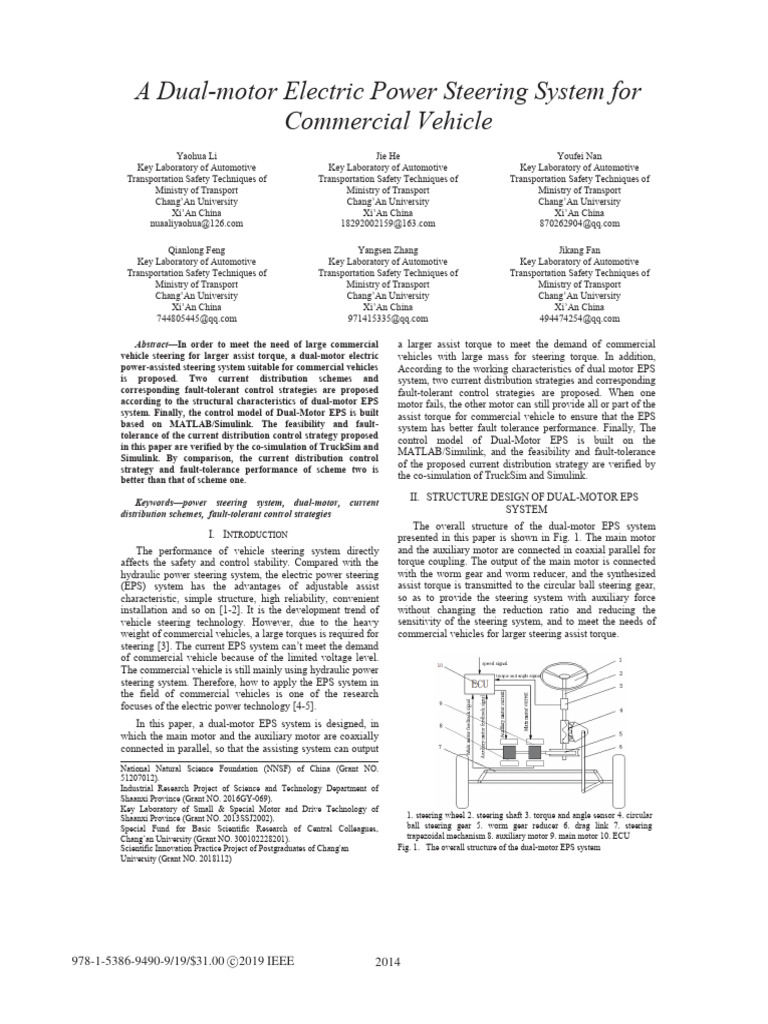 Dual-Motor EPS for Commercial Vehicles | PDF | Friction | Fault Tolerance