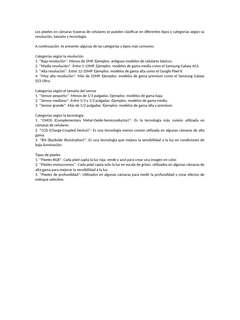 Clasificación de Píxeles en Cámaras Móviles | PDF