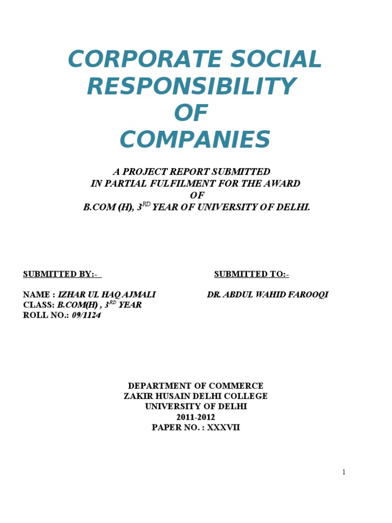 Corporate Social Responsibility | PDF | Business Ethics | Corporate ...