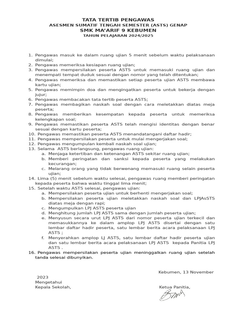 Tata Tertib Pengawas | PDF