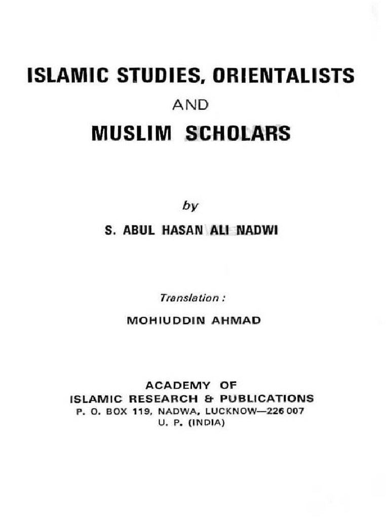 English Islamic Studies Orientalists and Muslim Scholars | PDF ...