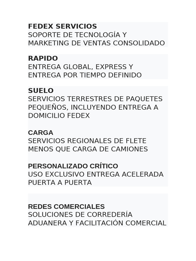 Fedex Servicios | PDF