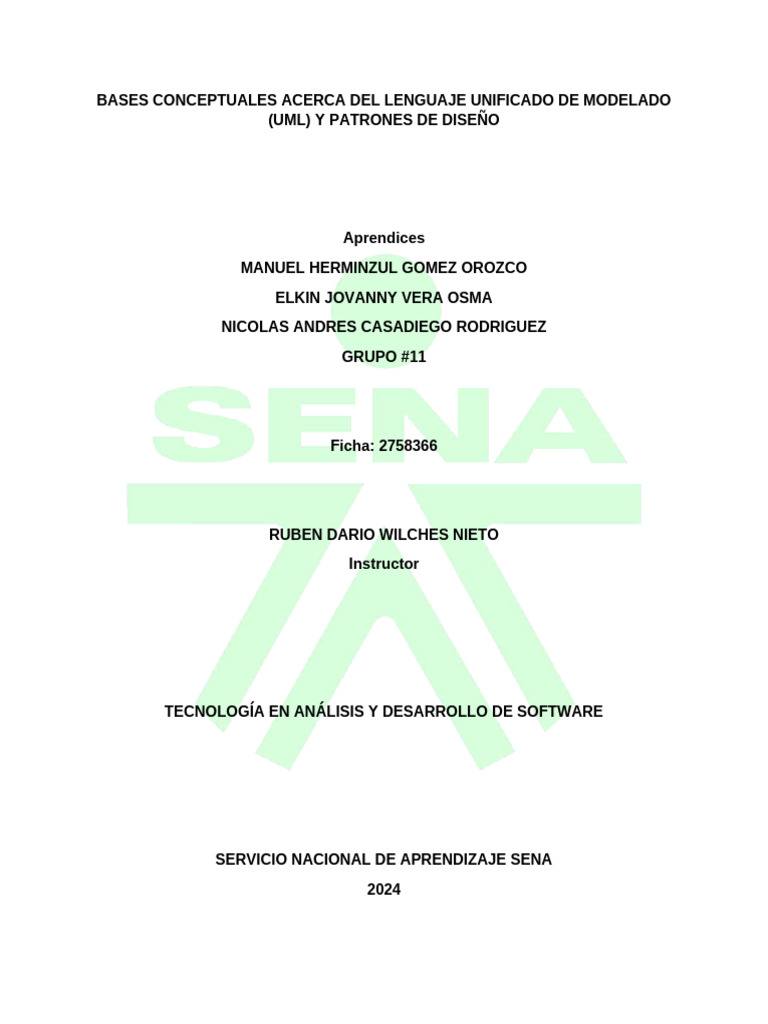 Bases Conceptuales Acerca Del Lenguaje Unificado de Modelado (UML) y Patrones de Diseño 1 | PDF ...