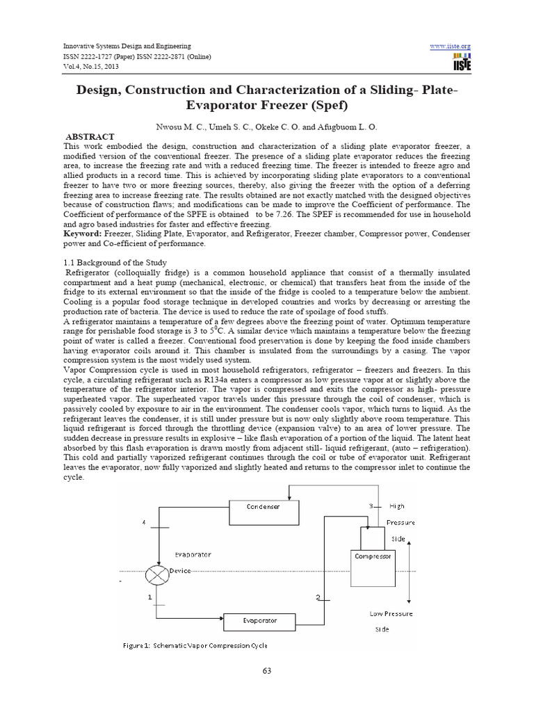 Design, Construction and Characterization of A Sliding - Plate - Evaporator Freezer | PDF ...