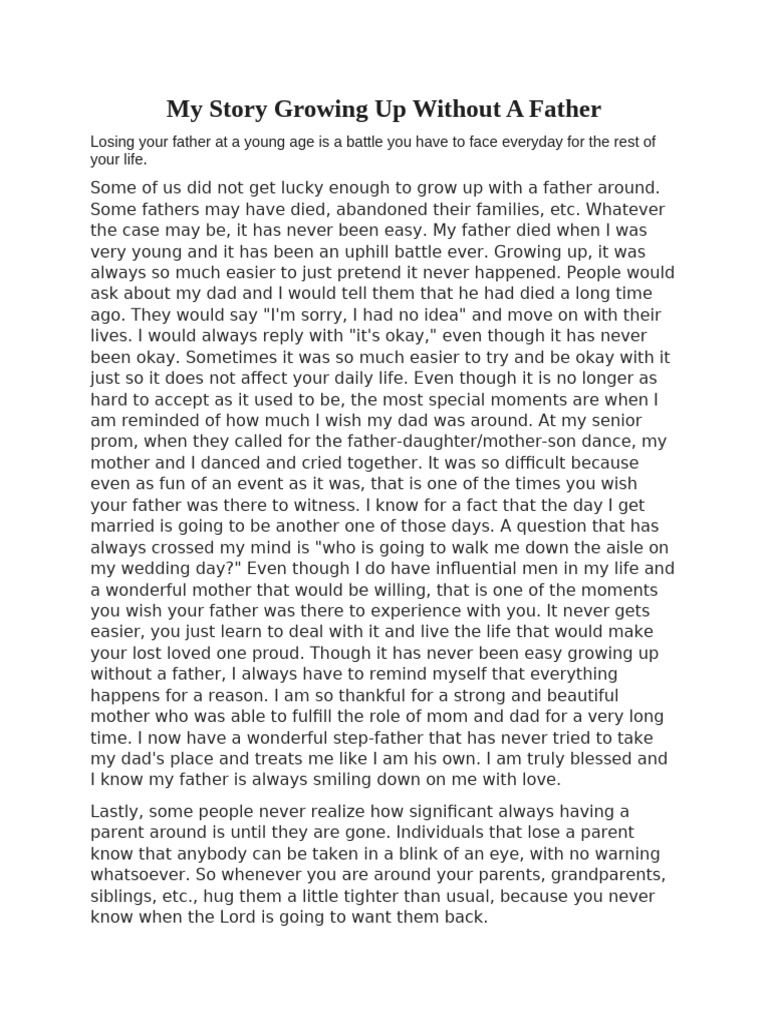 Growing Up Without a Father: My Journey | PDF | Mentorship