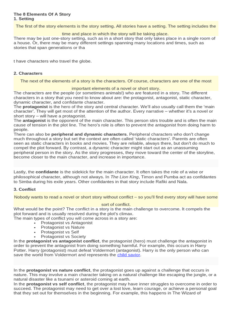 The 8 Elements of A Story | PDF | Narration | Dorothy Gale