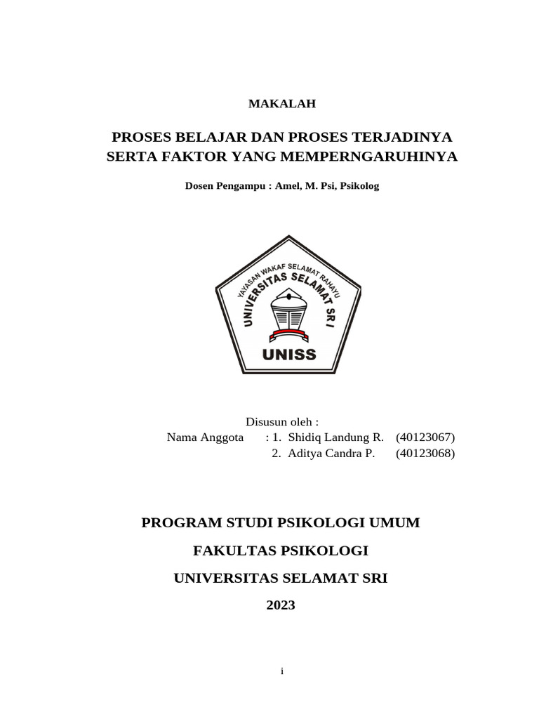 Makalah Faktor Mempengaruhi Belajar | PDF