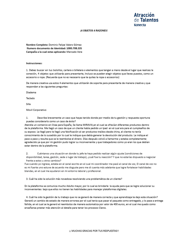 4 Objetos 4 Razones | PDF