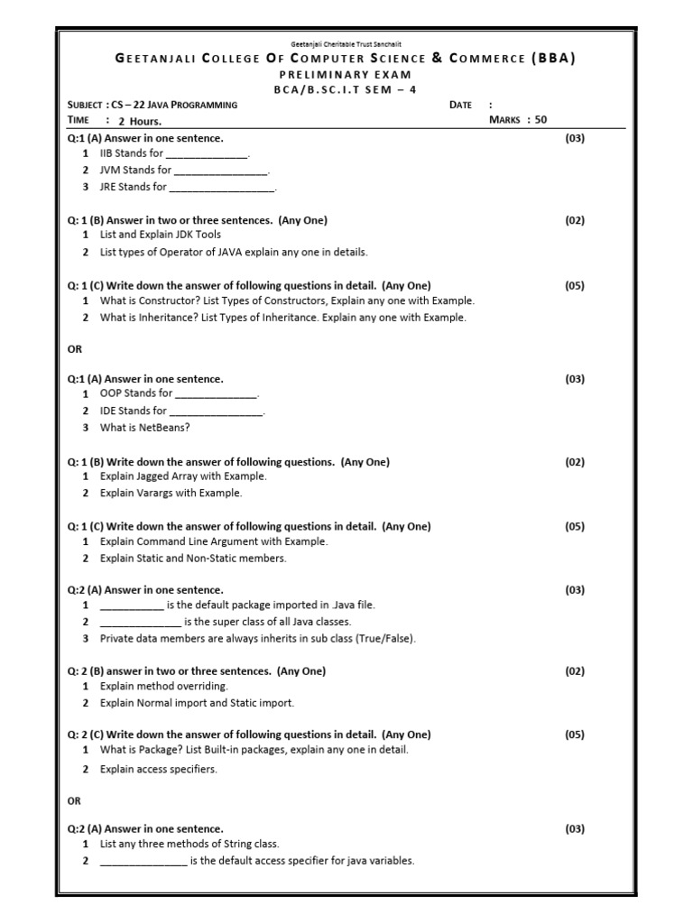 Cs 22 Java Prelims Paper 2025 Pdf Class Computer Programming Method Computer Programming