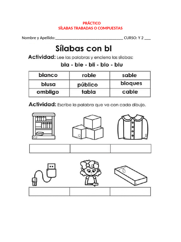 Práctico Sílabas Trabadas | PDF