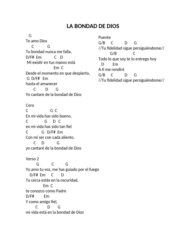 La Bondad de Dios (Chords) | PDF