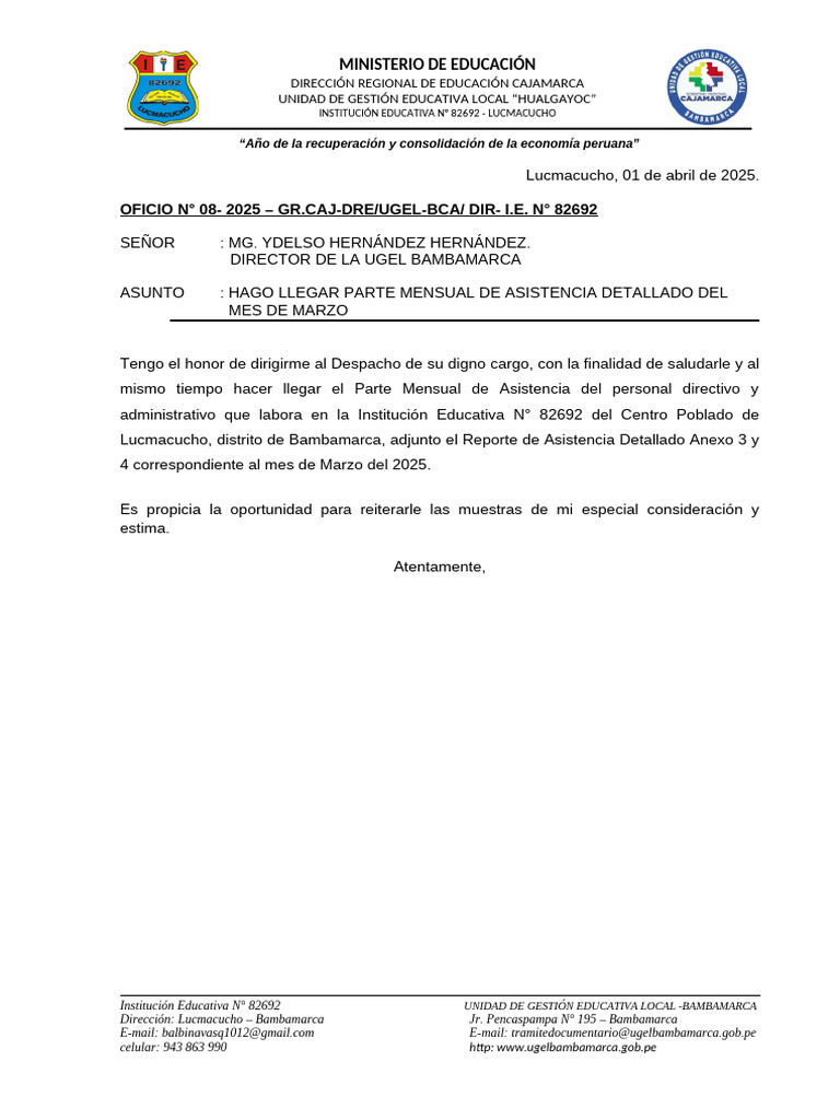 Parte Mensual - 2025 | PDF