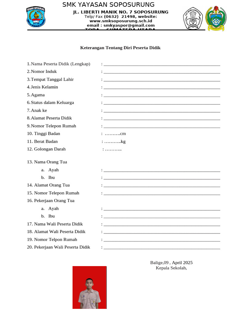 Format Identitas Rapot | PDF