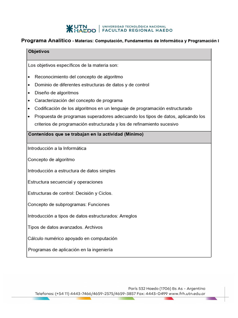 ProgramaAnalitico | PDF | Ciencias de la Computación | Algoritmos