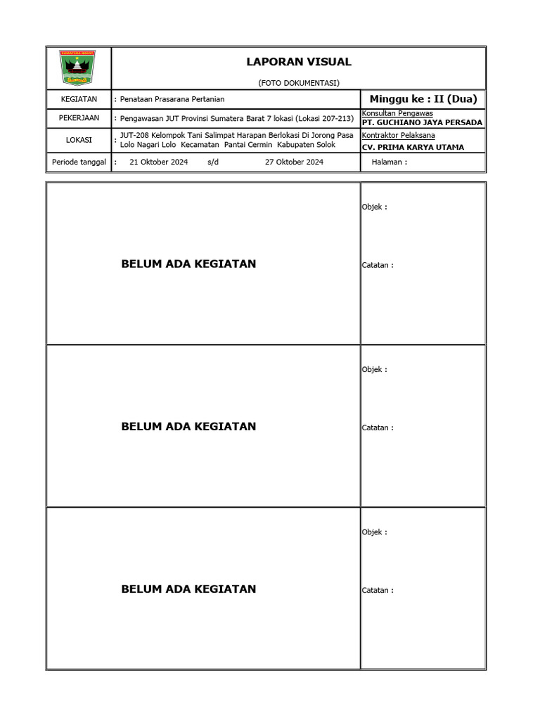 CONTOH Laporan Pengawasan JUT | PDF